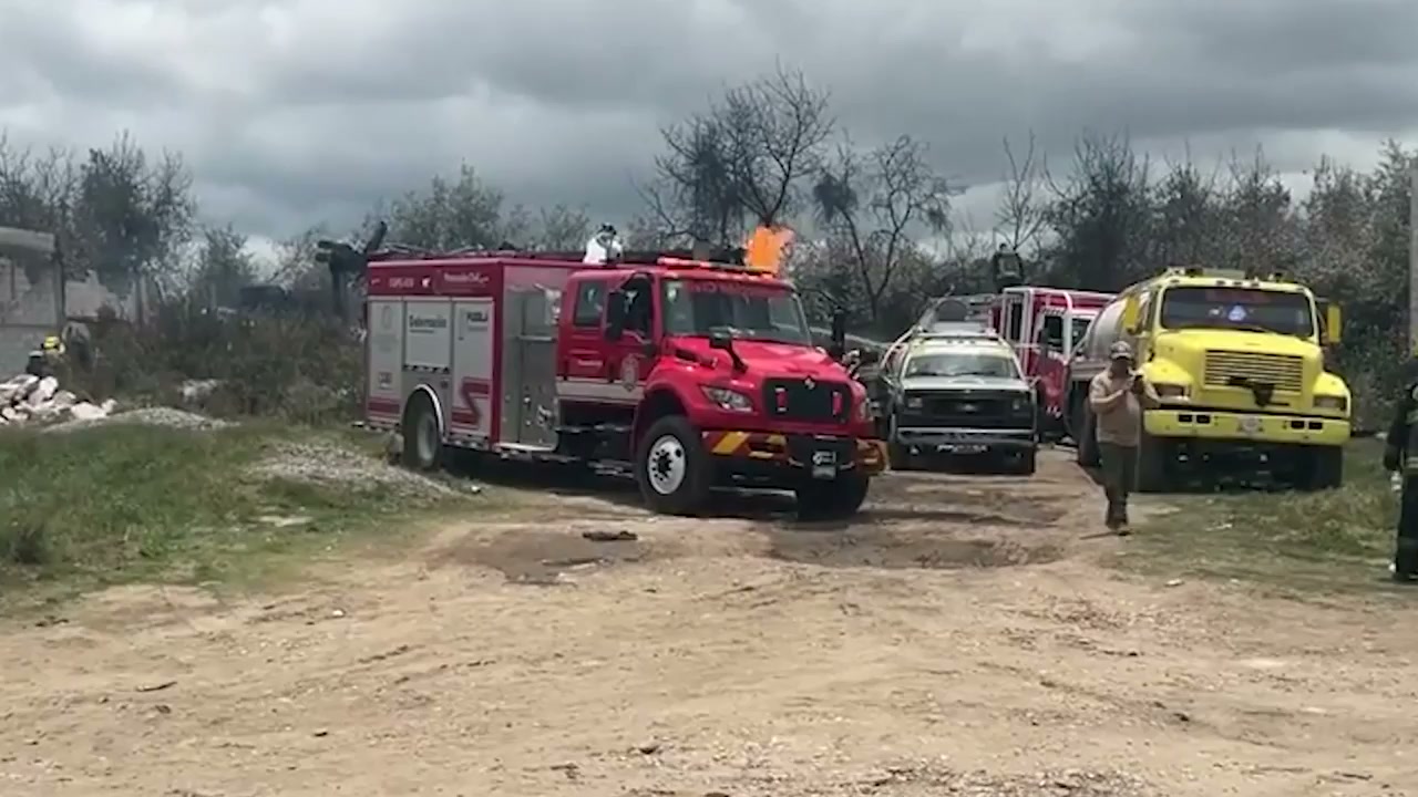Emergency crews on location of gas storage site explosion in Mexico