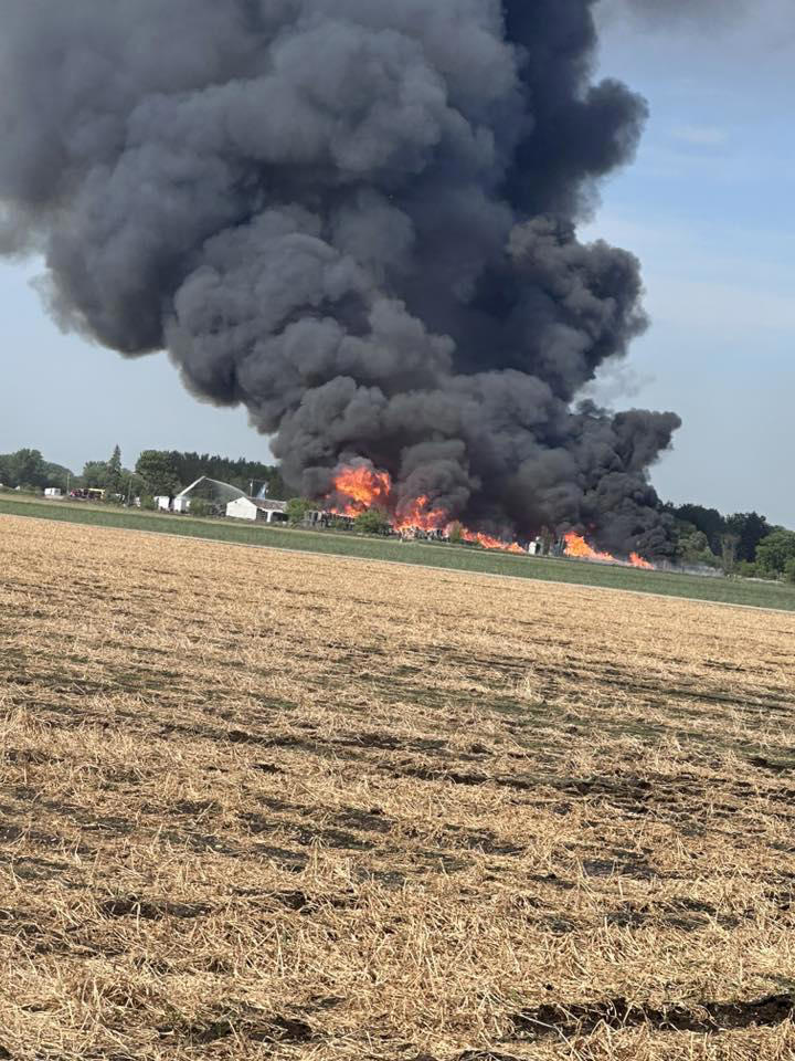Pallet recycling facility in Lapeer County engulfed by fire