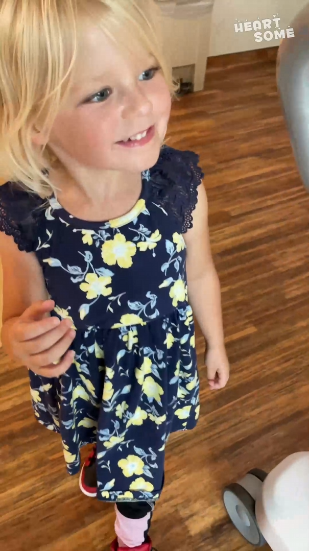 Little girl meets her baby brother for the first time