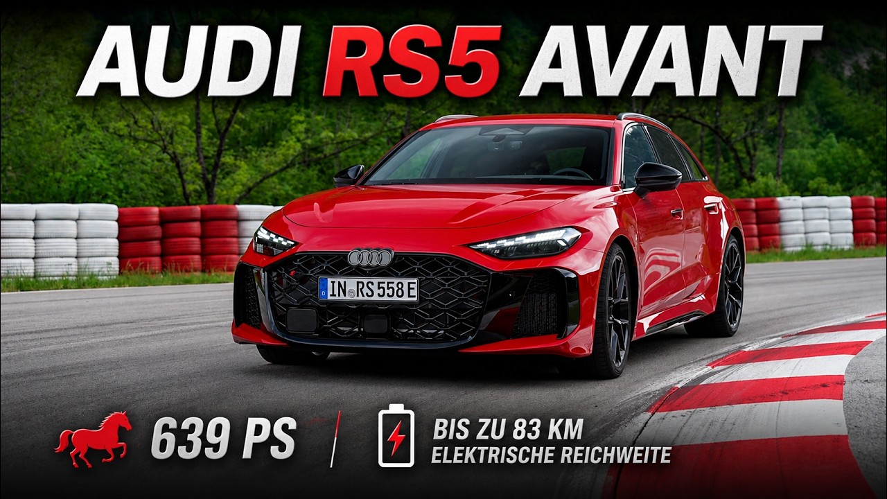 2026 Audi RS5 Avant in Progressivrot mit 639 PS und Hybrid-Power