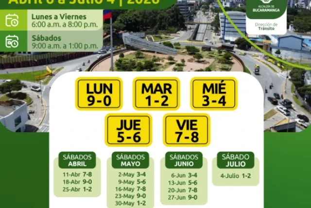 ¡Programe sus recorridos! Así regirá el pico y placa en Bucaramanga ...