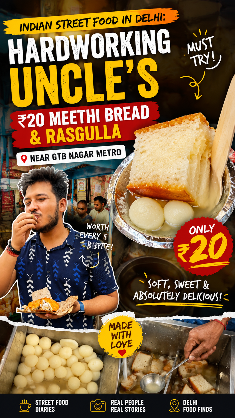 Indian street food in Delhi: Hardworking uncle’s ₹20 meethi bread ...