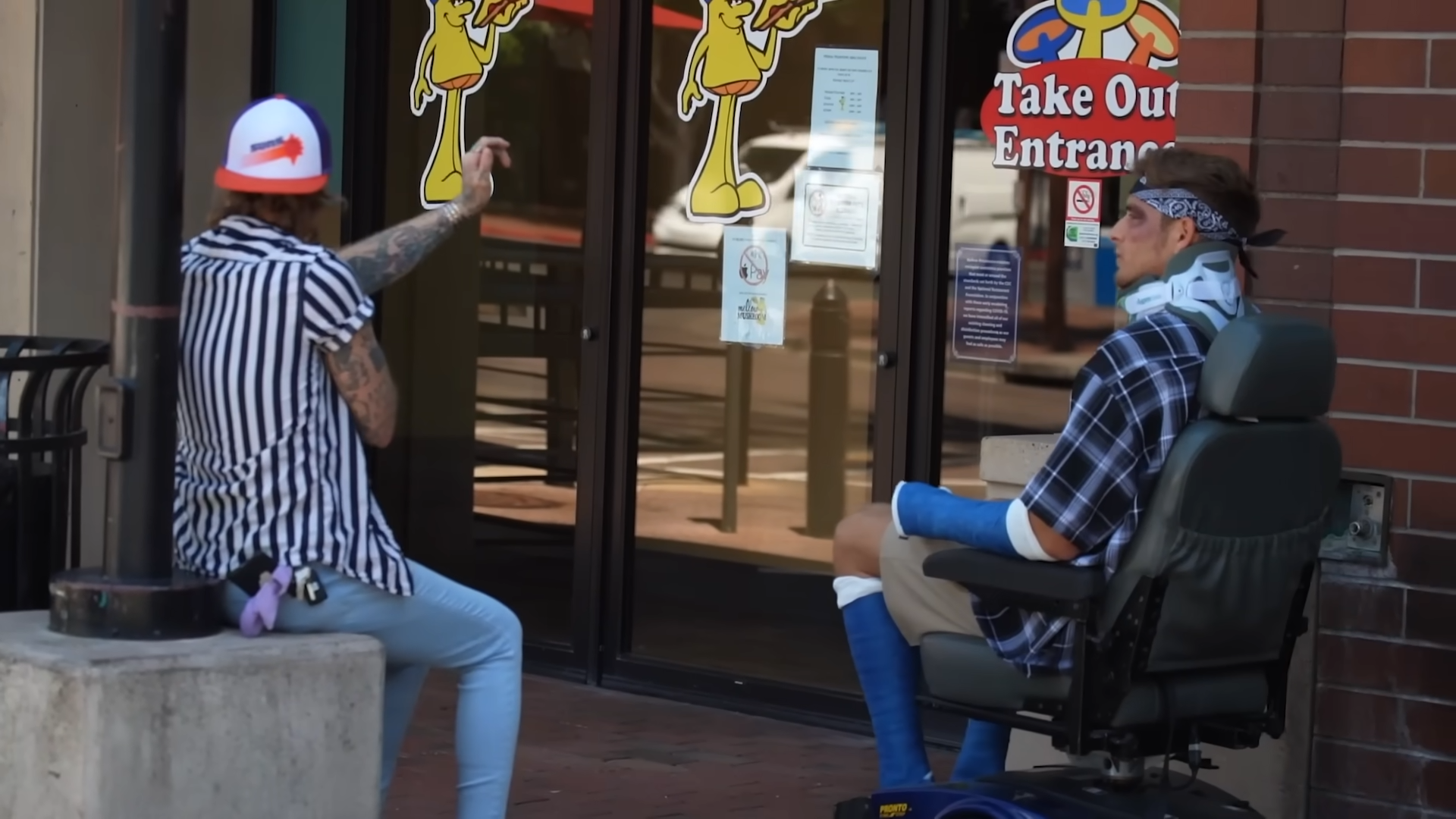 Crippled man terrorizes strangers looking to start a fight