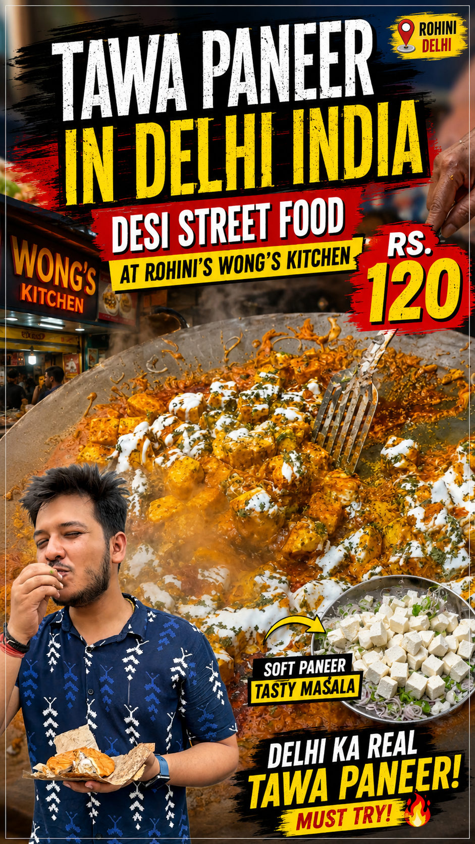 Tawa paneer in Delhi India | Rs 120 desi street food at Rohini’s Wong’s ...