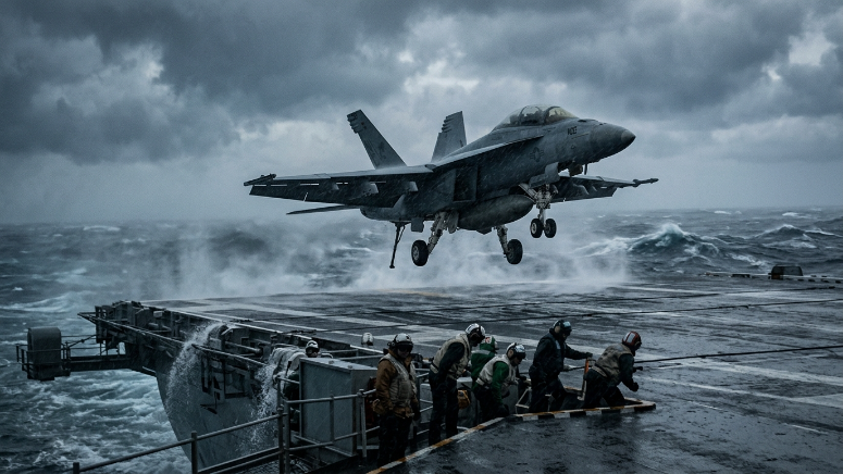 How Navy pilots land fighter jets in monster storm seas