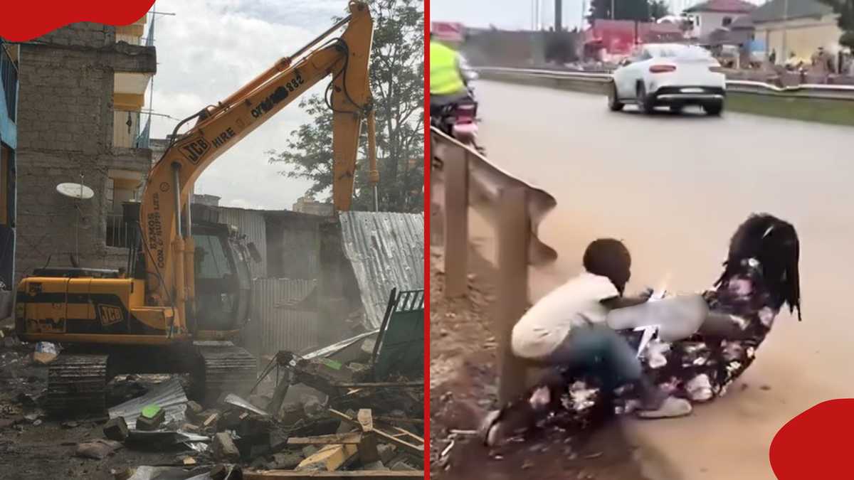 Emotional moment son shields distressed mum from rolling into heavy ...