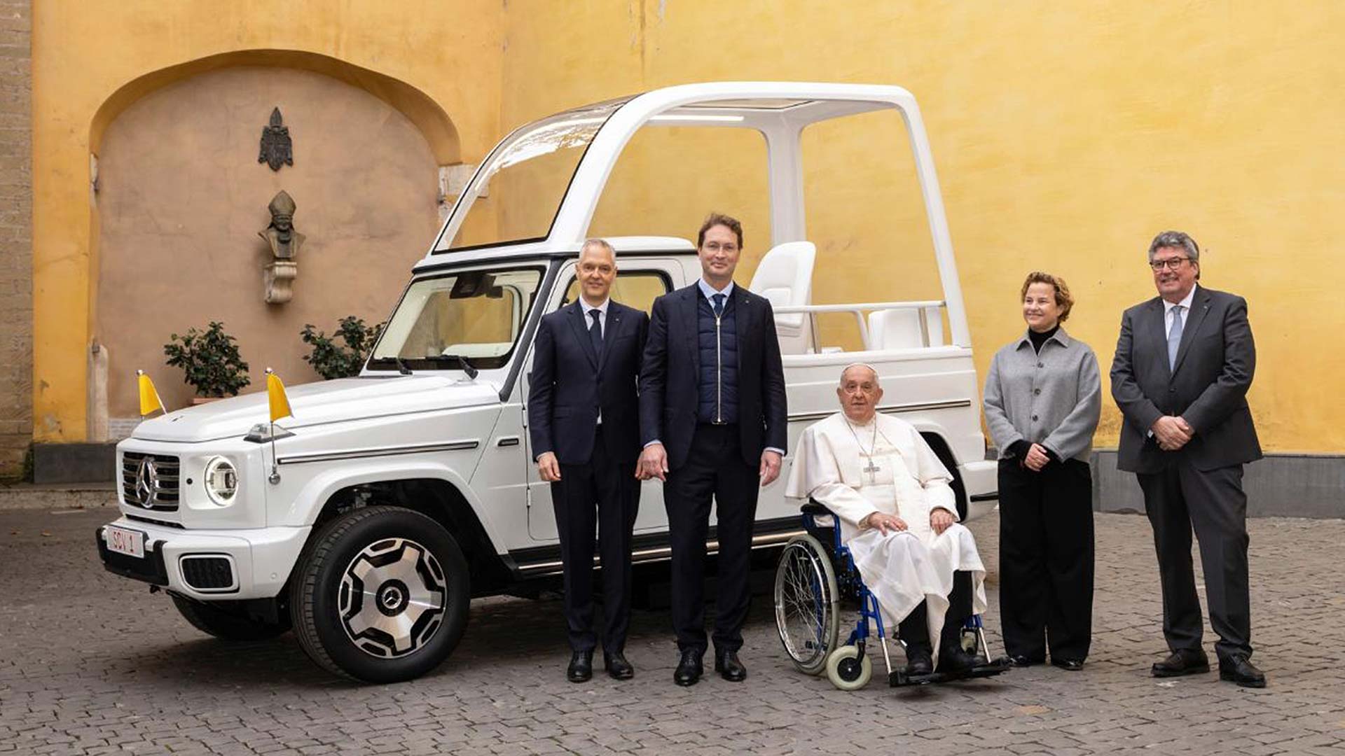 New electric Ferrari Luce meets the Pope