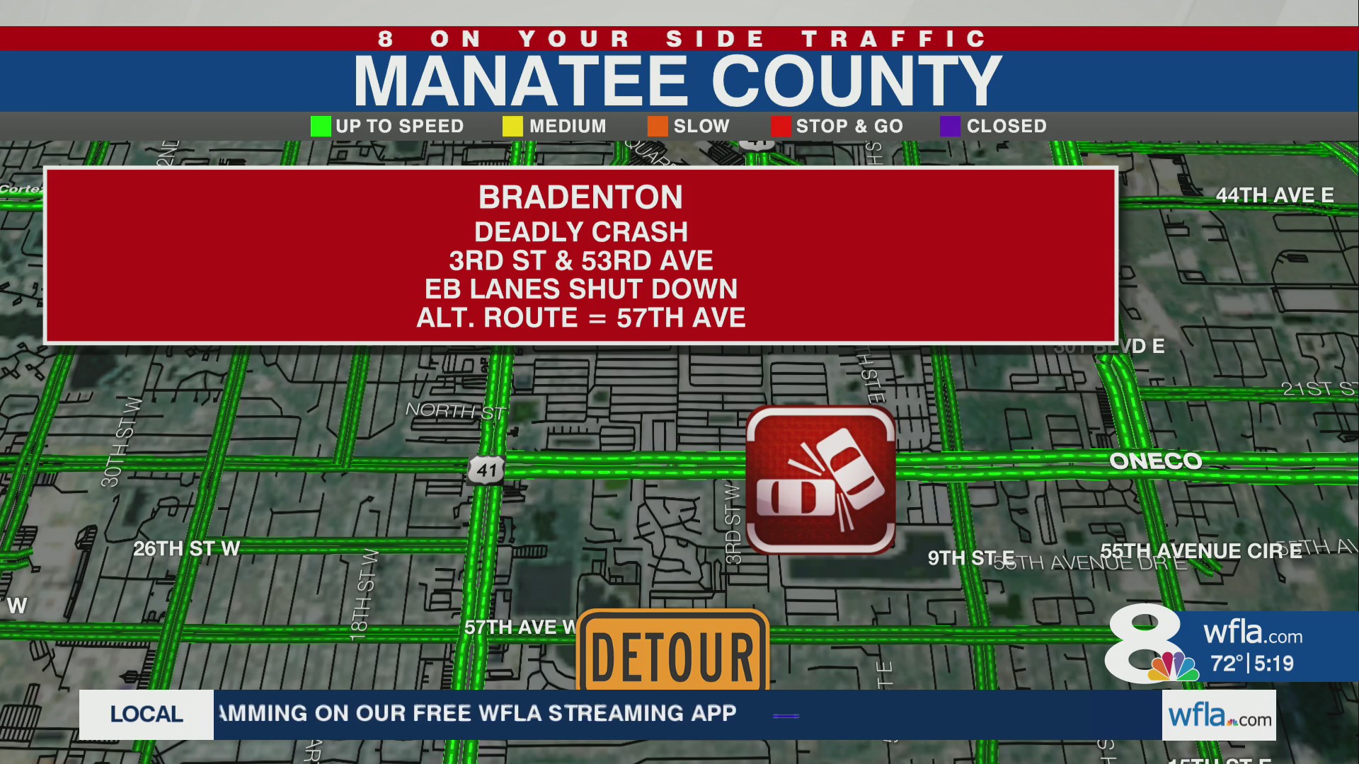Fatal crash closes road in Bradenton