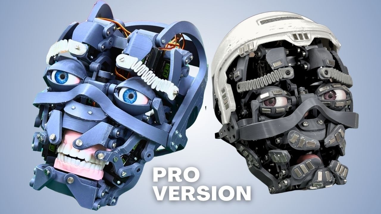 I built a pro version of my open-source animatronic robot head