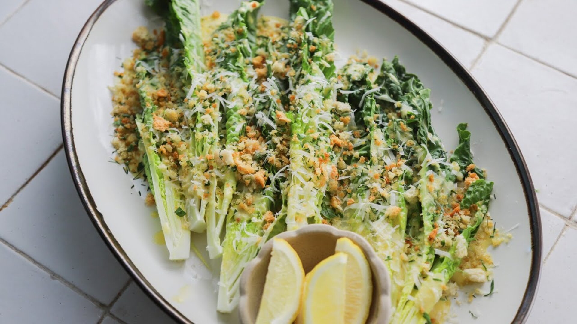 Caesar salad lettuce spears recipe