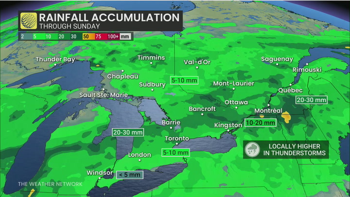 Rain and thunderstorms return to Ontario this weekend with heat ahead