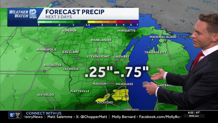 Rain hits southeastern Wisconsin with evening storms possible