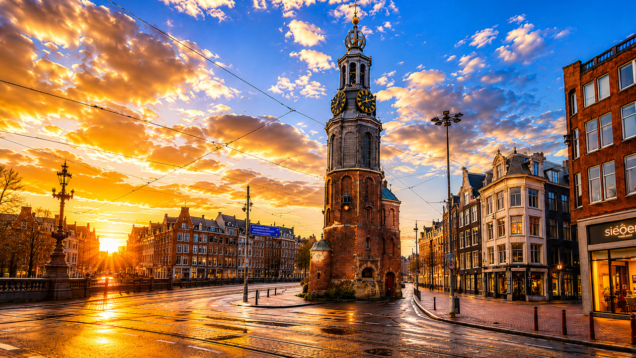 What Amsterdam’s wet streets look like at golden hour