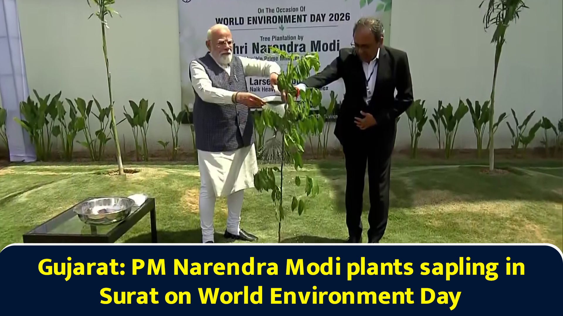 Gujarat: PM Narendra Modi plants sapling in Surat on World Environment Day