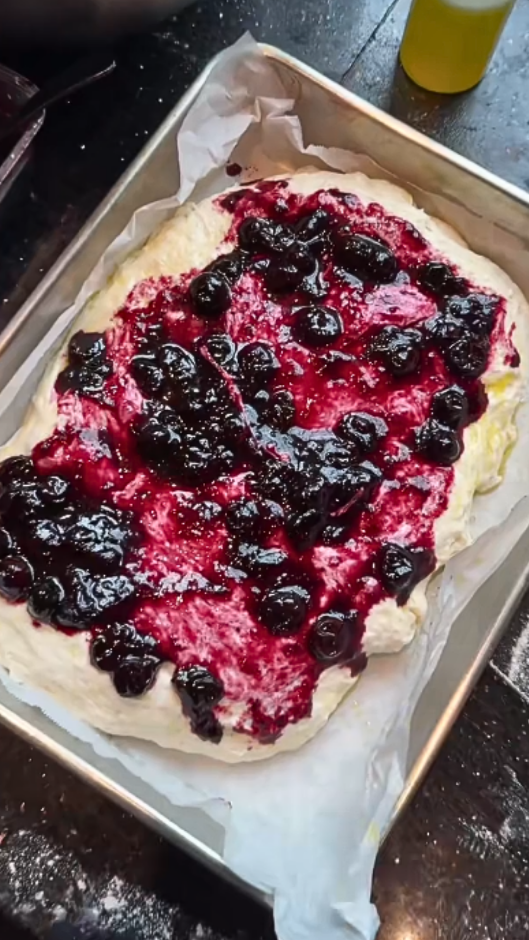 Blueberry focaccia bread inspired baking recipe