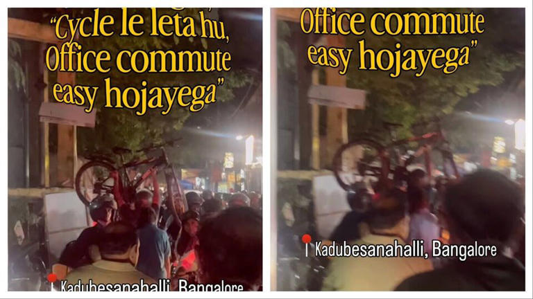 Watch: Bengaluru traffic so bad, cyclist ends up walking with bike on ...