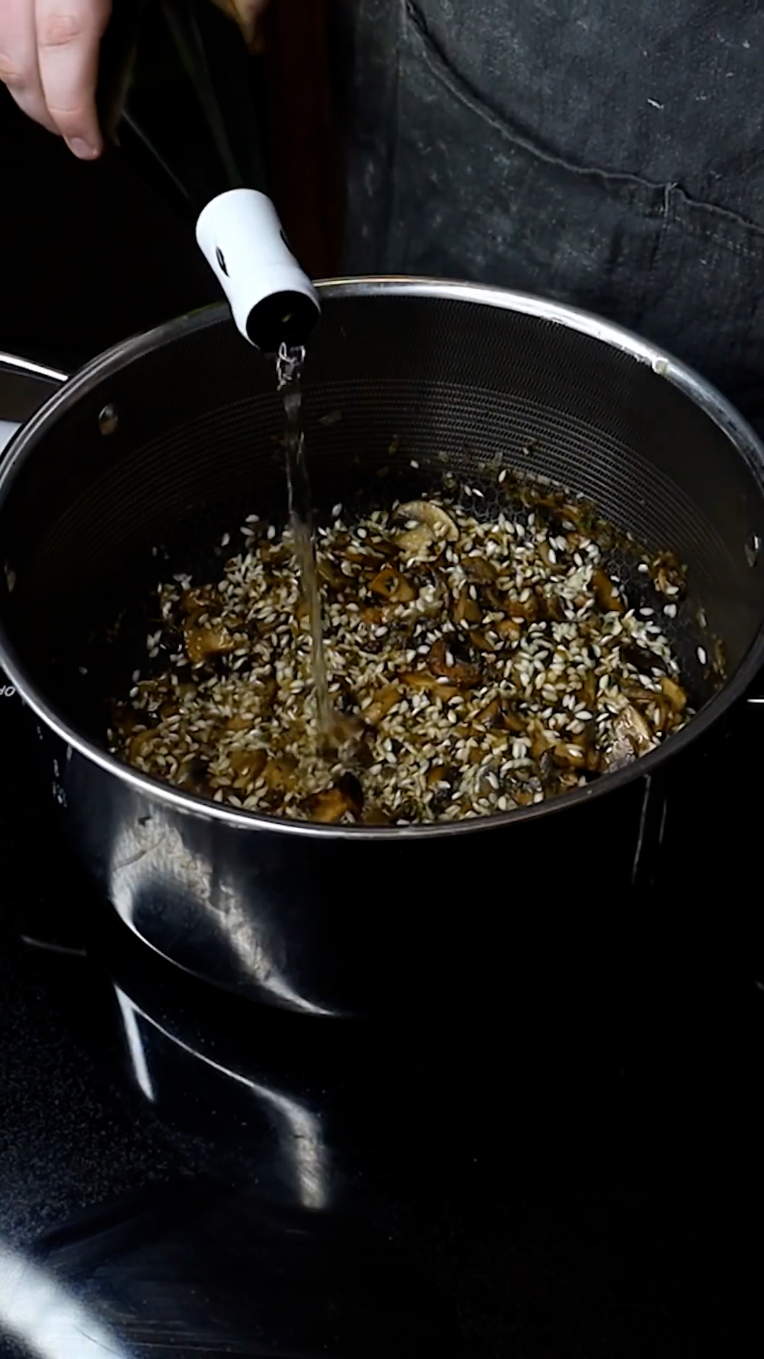 Creamy mushroom risotto with arborio rice
