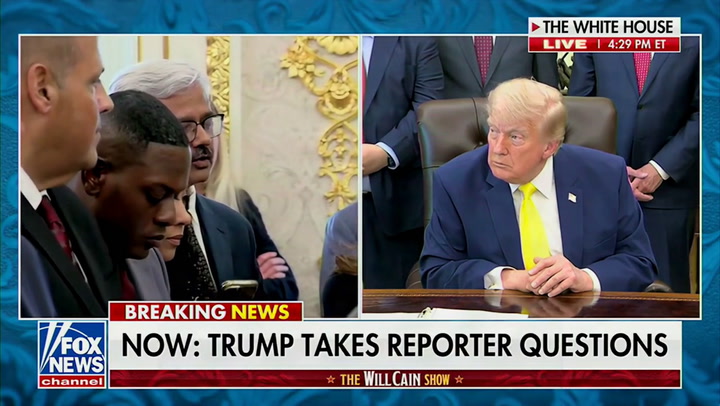 Trump jokes about Indian journalist’s accent in Oval Office exchange