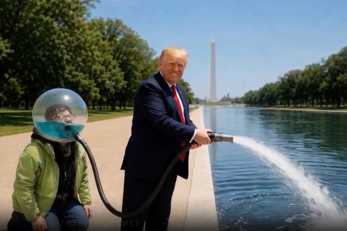 Trump shares AI video of him filling DC reflecting pool with tears