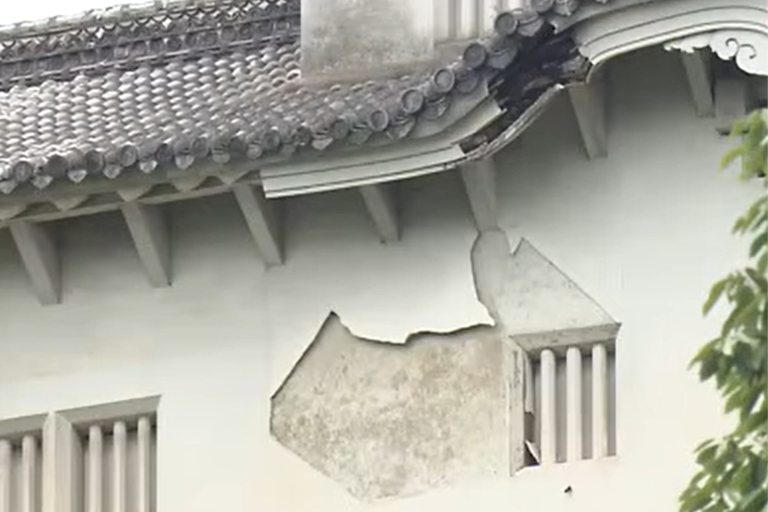 Typhoon Jangmi damages parts of Japan’s 17th century Himeji castle