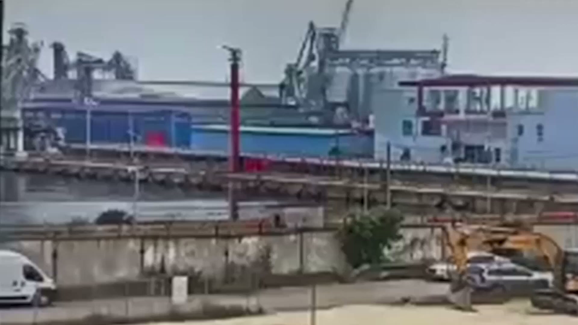Moment sea drone explodes in Romania's Constanta port