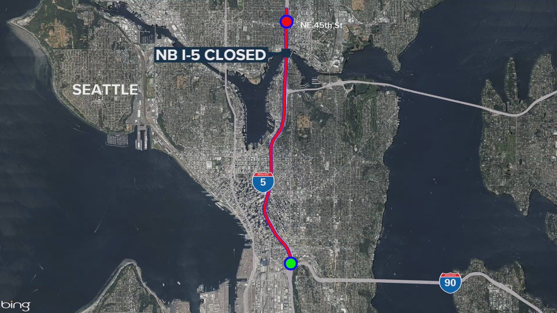 Northbound I-5 closed through Seattle this weekend