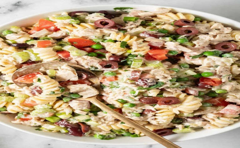 This tuna orzo salad is a fresh Mediterranean favorite