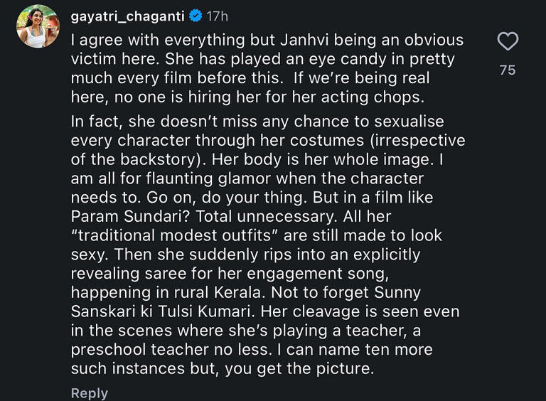 Peddi: Gayatri Chaganti slams Janhvi Kapoor, says she sexualises every ...