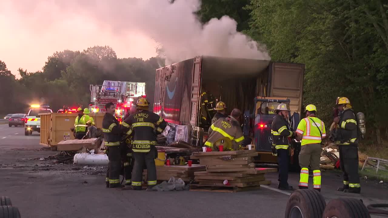 Scene video: Amazon truck fire damages packages, blocks Interstate 64 ...