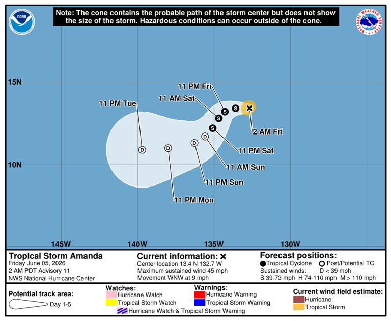 See tropical storm Amanda path tracker, spaghetti models