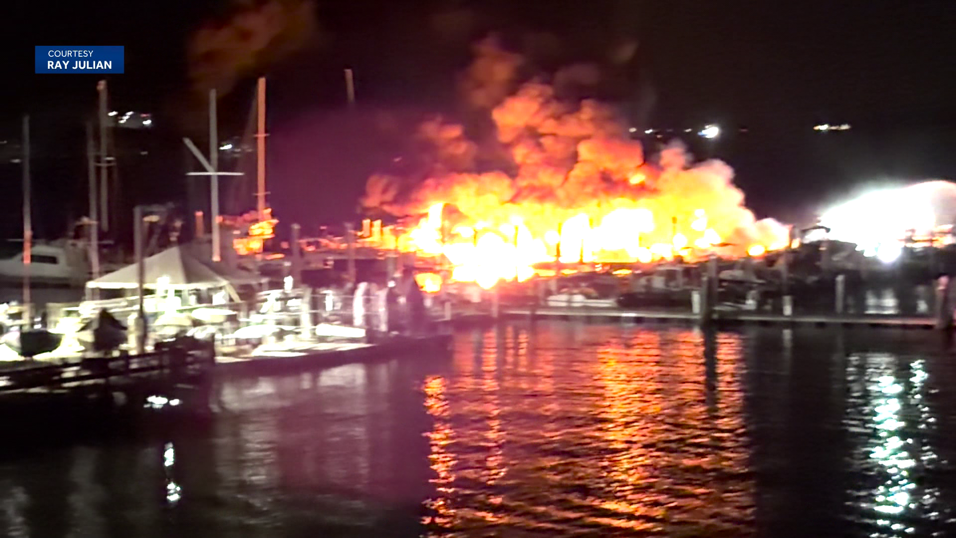 12 boats destroyed in massive fire at Winthrop yacht club
