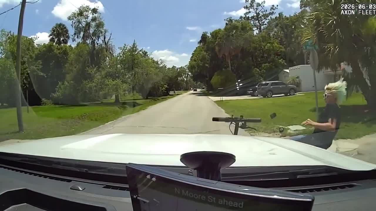 Shocking moment boy on scooter collided into police patrol car after ...