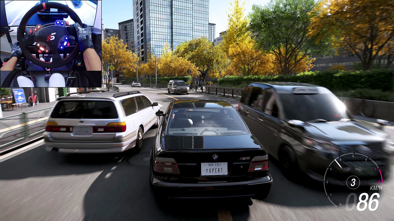 Experience BMW M5 E39 in Forza Horizon 6 with steering wheel