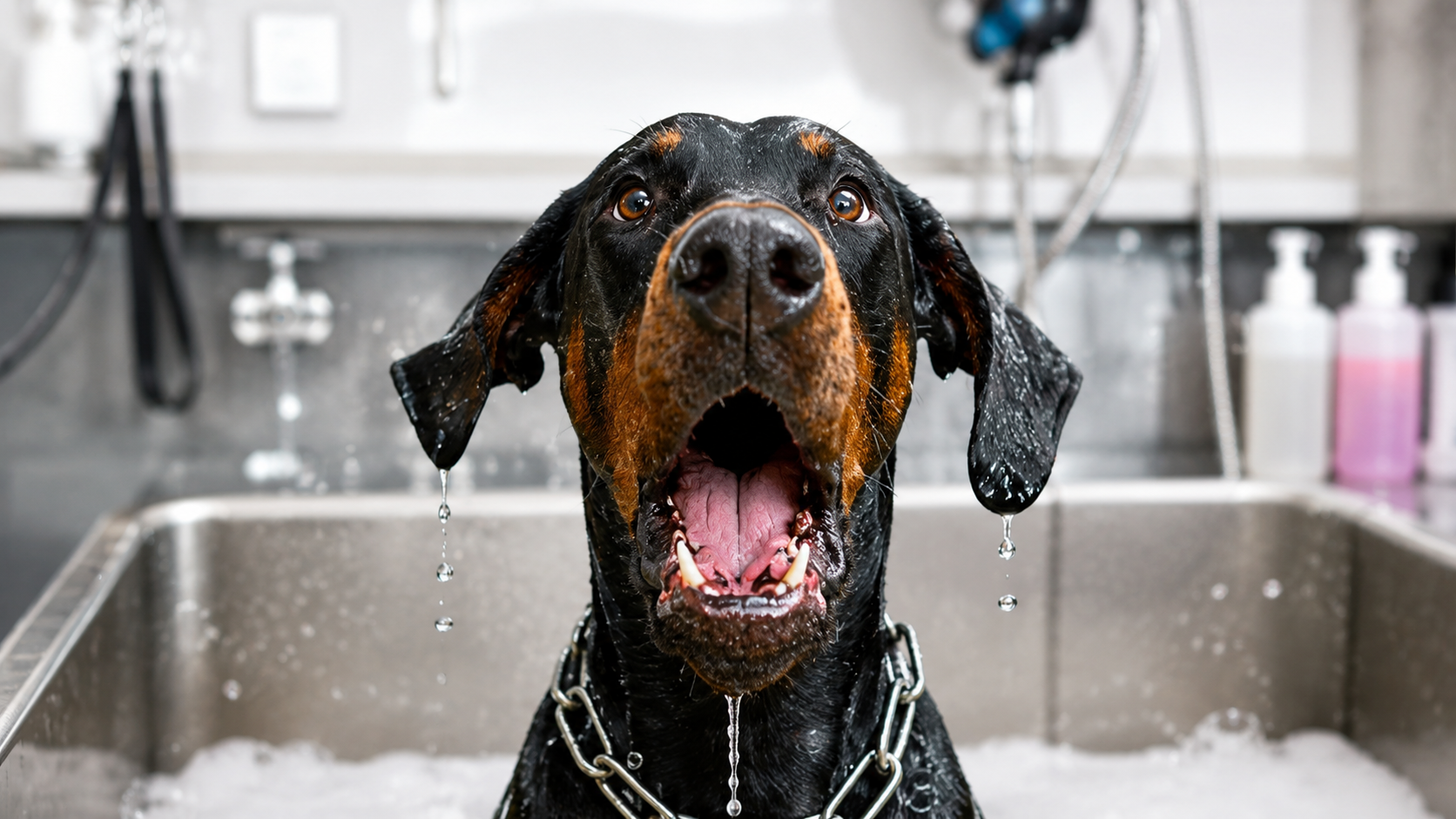 My dog’s first bath at the groomer got dramatic