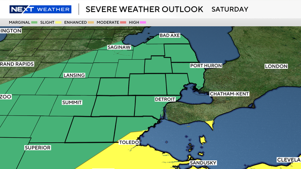 Showers and storms possible in Southeast Michigan Friday night