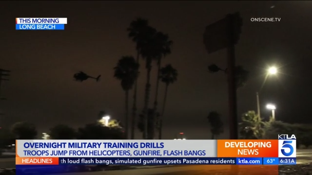 Military conducts overnight training at Long Beach hotel