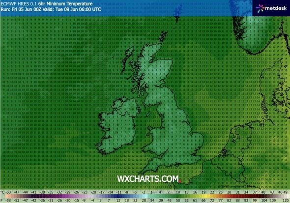 UK weather maps show 1C cold snap in June as temperatures plunge - 92 ...