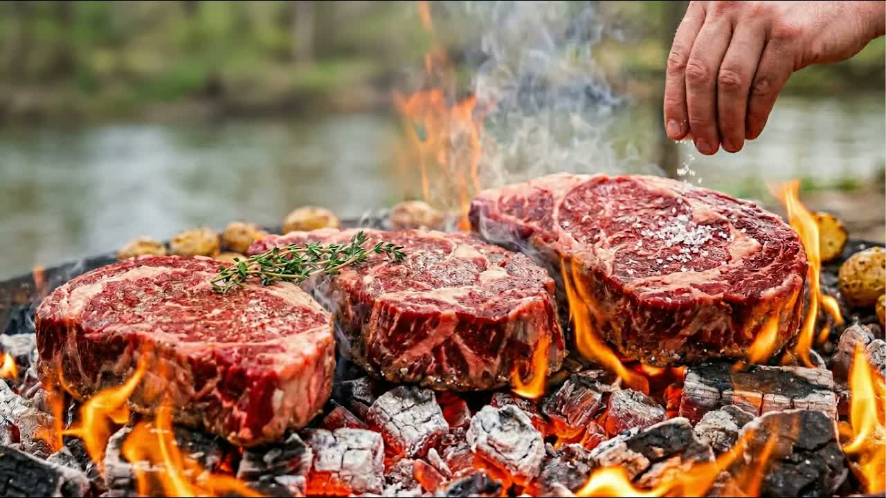 Watch how caveman style steak changes everything over fire