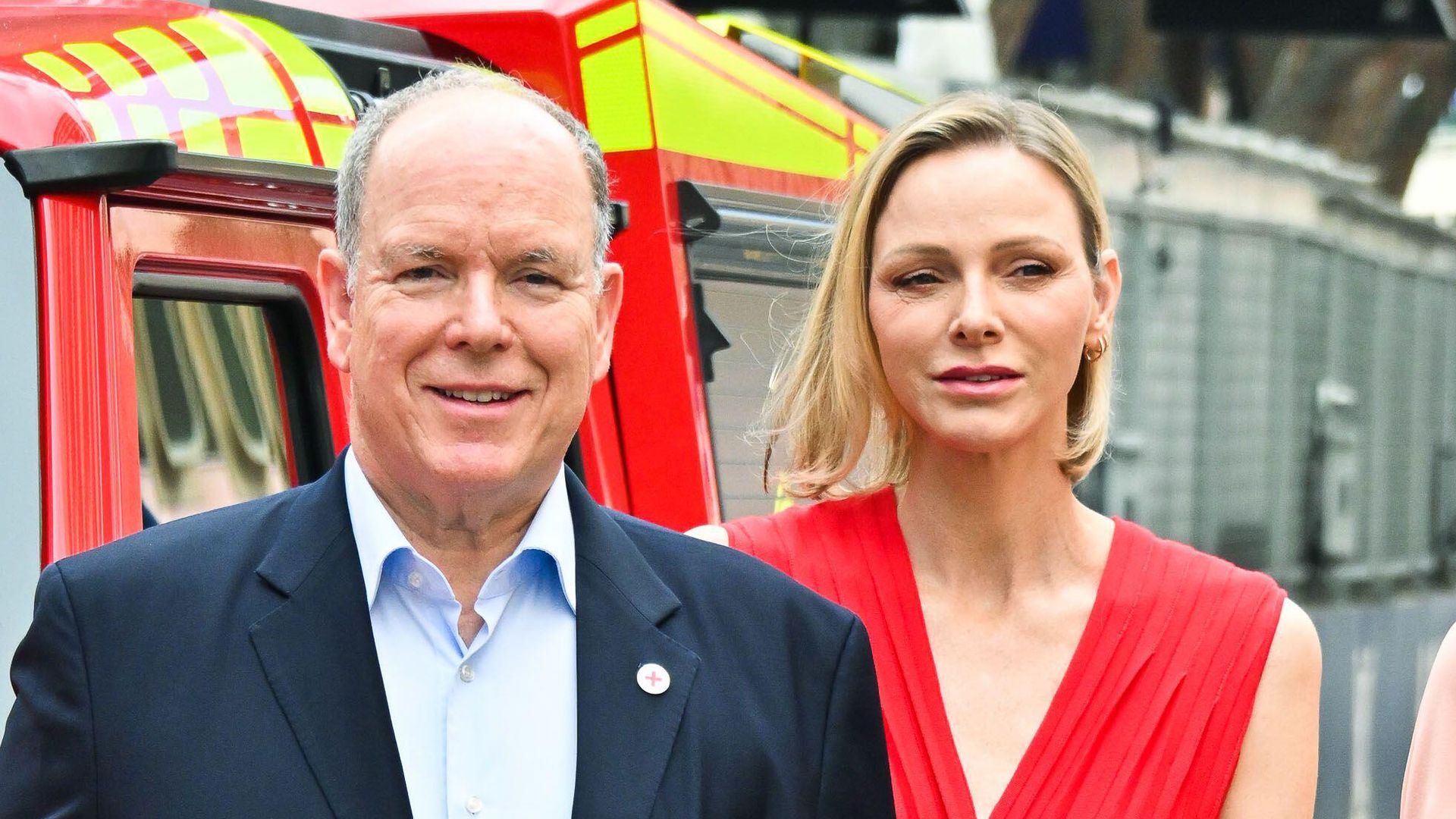 Princess Charlene turns heads in scarlet dress with matching heels and ...