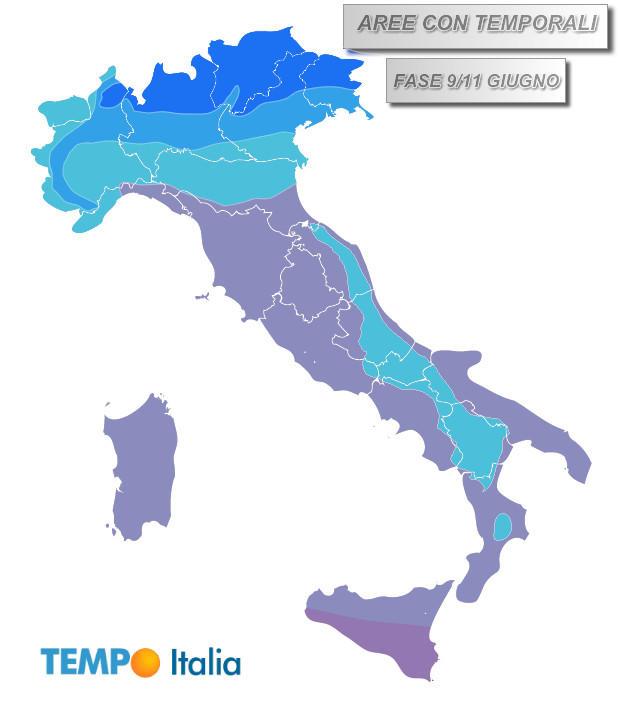 Fase 9/11 giugno: nuovo accanimento temporalesco su molte aree del Nord ...