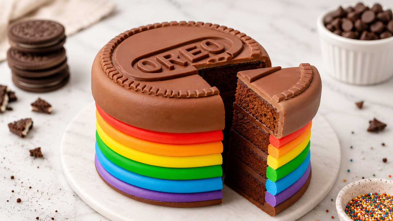 Rainbow layer chocolate cookie cake