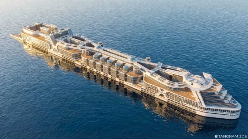 Schwimmende Kreuzfahrt-Stadt für 80.000 Passagiere mit 1,6 Kilometer ...