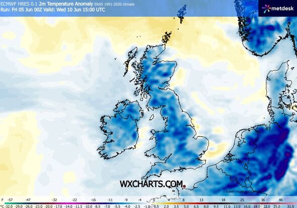 UK weather maps show 1C cold snap in June as temperatures plunge - 92 ...