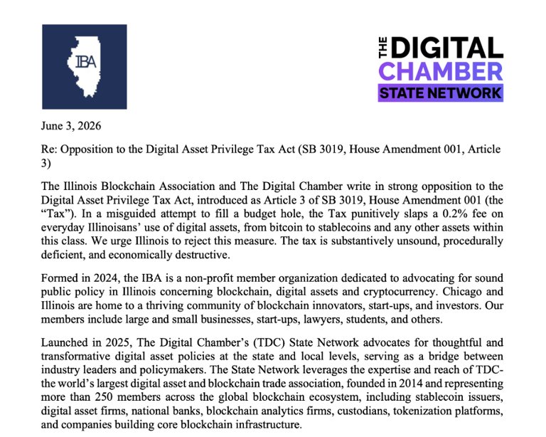 Crypto tax in Illinois FY2027 budget is one step away from becoming law