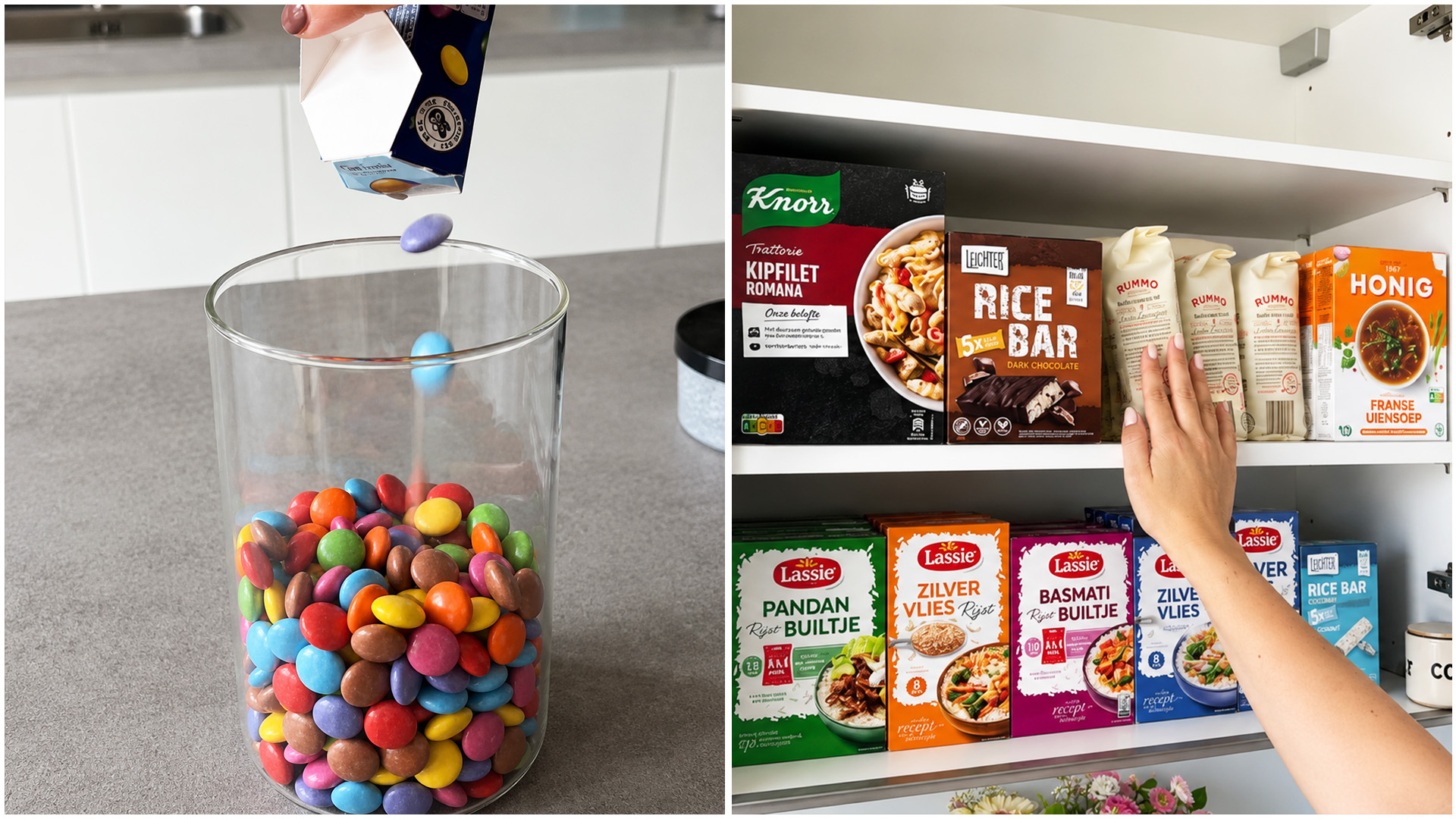Candy jar refill and pantry restock organization