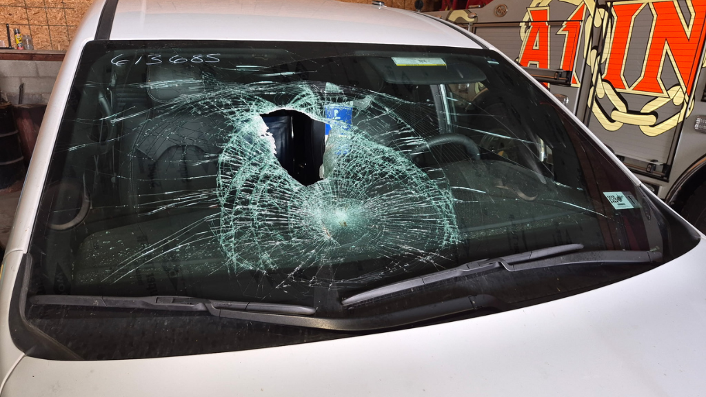 Large metal piece pierces through windshield on I-70, seriously ...