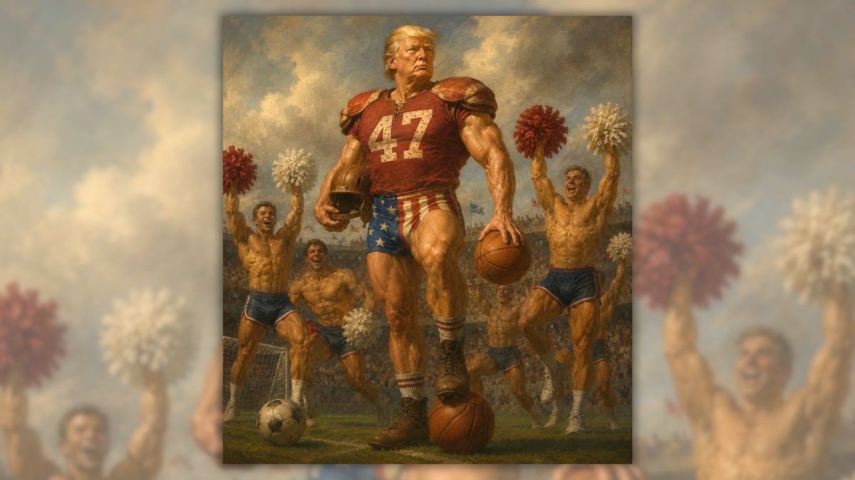 Did Trump post image of himself as football star surrounded by male ...