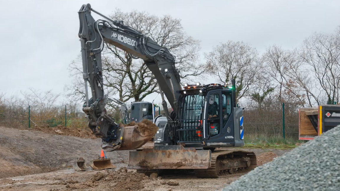 The moment this massive excavator gets to work