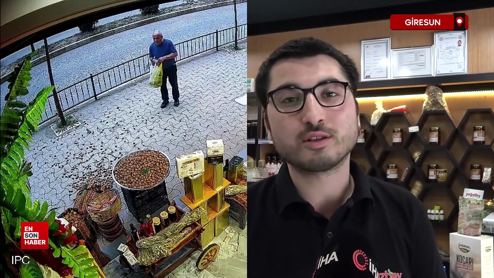 Giresun’da kedinin devirdiği çuvaldaki cevizleri yoldan geçen ...
