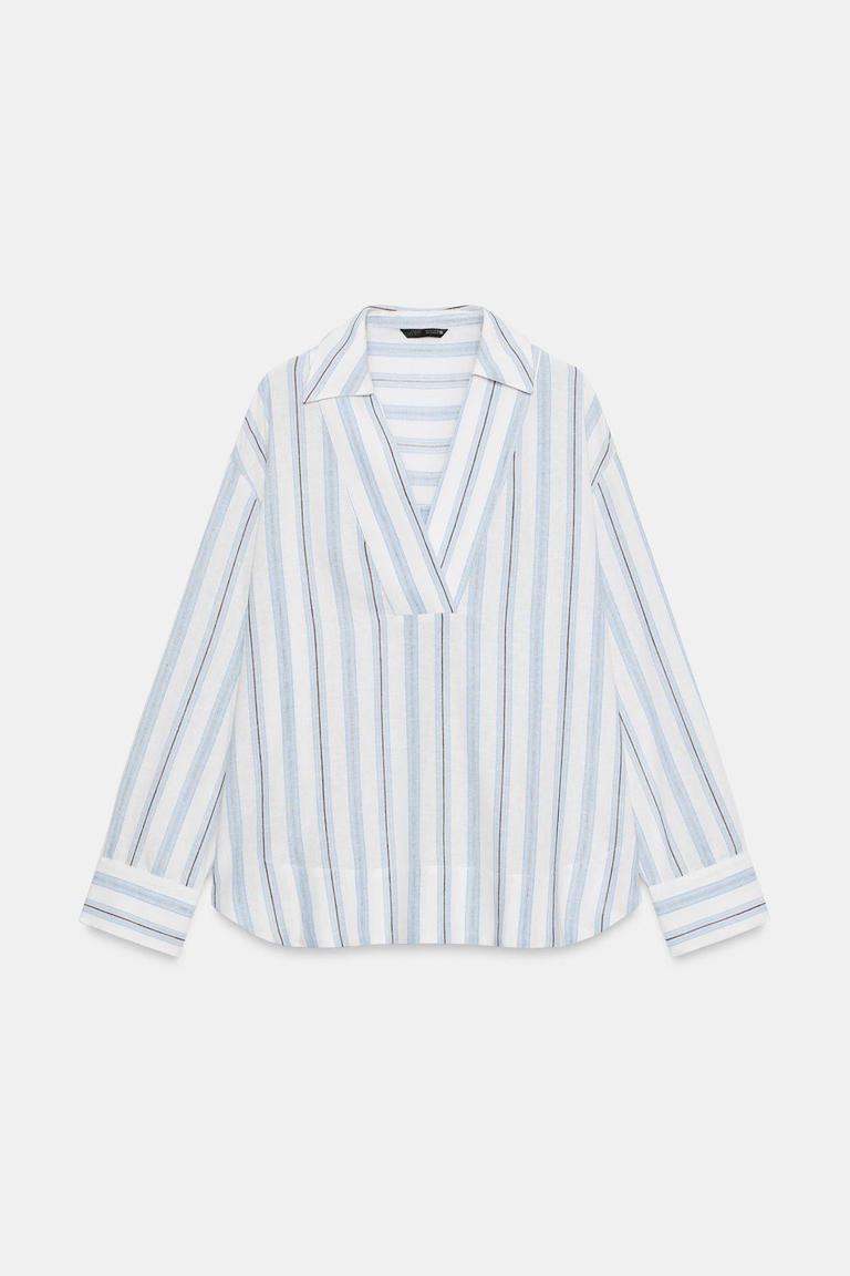 A long-sleeve linen blouse is a summer essential – Zara's £28 V-neck ...